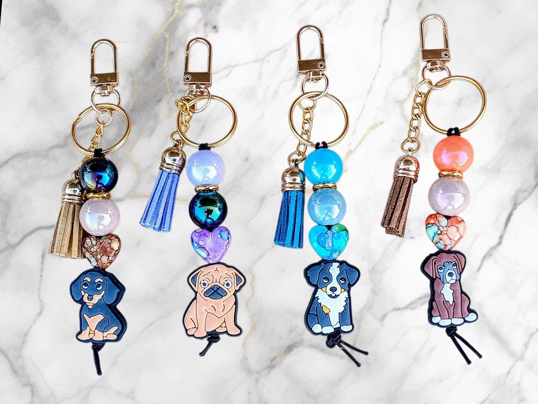 Dachshund, Pugs, Border Collie, Boxer, Silicone Bead Keychain, Gift for ...