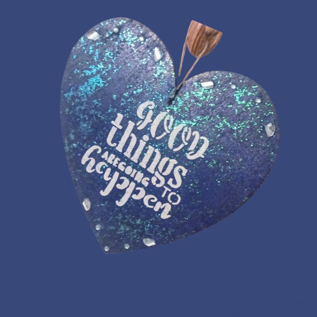 Heart Shaped Wooden Stenciled Positive Affirmation Sign in Electric ...