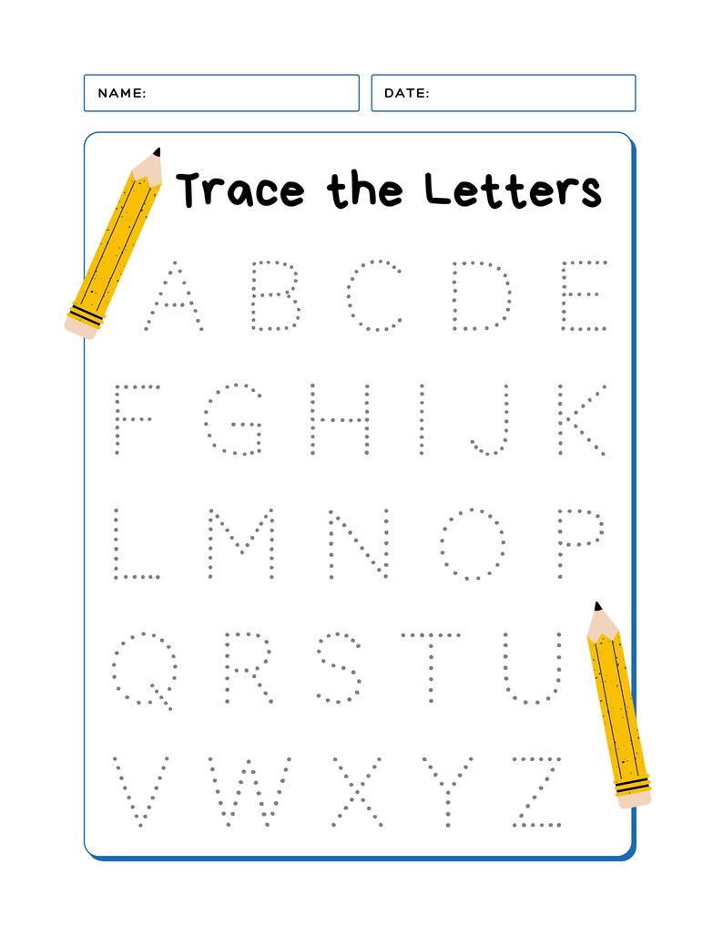 1 Page Alphabet Tracing Activity Page Download and Print Yourself - Etsy