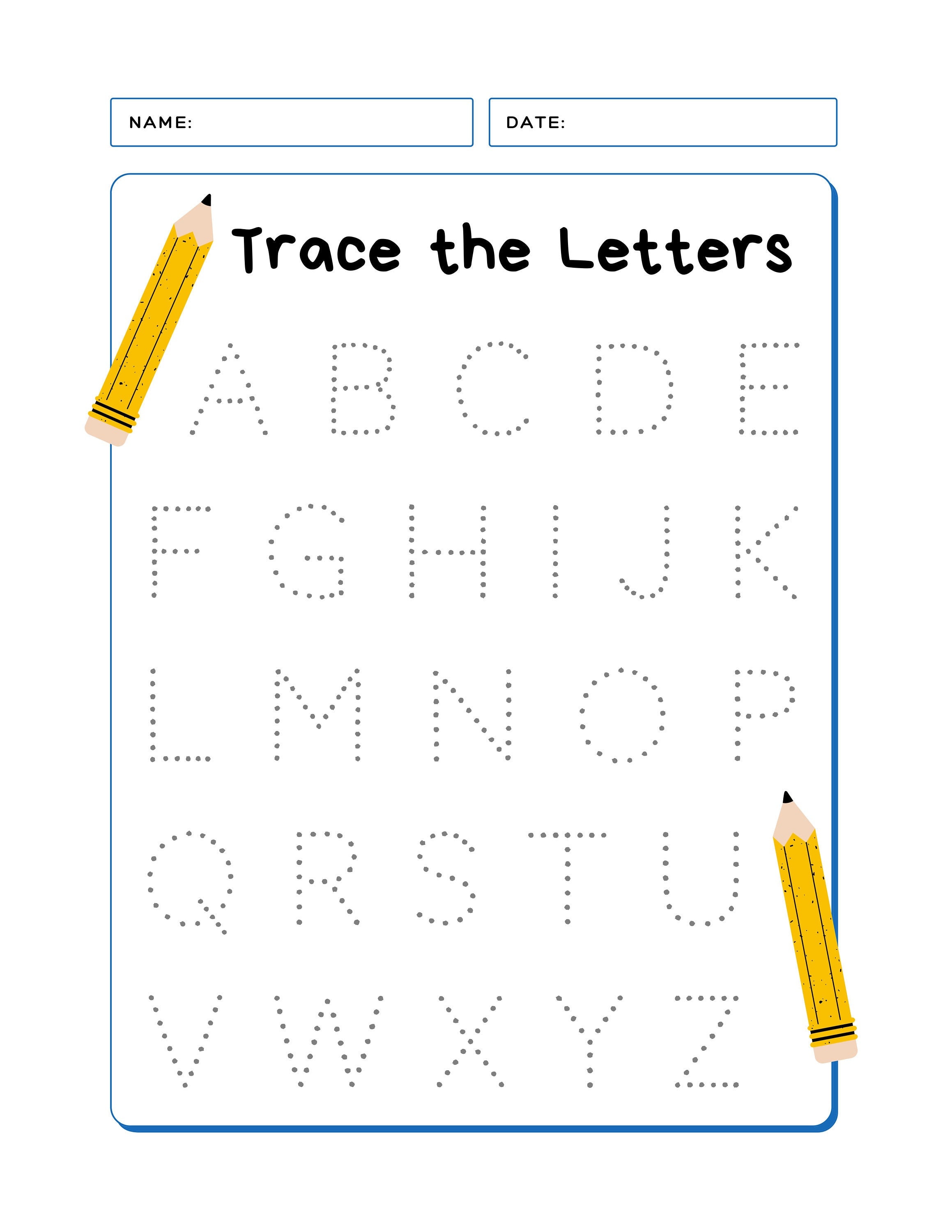1 Page Alphabet Tracing Activity Page Download and Print Yourself - Etsy