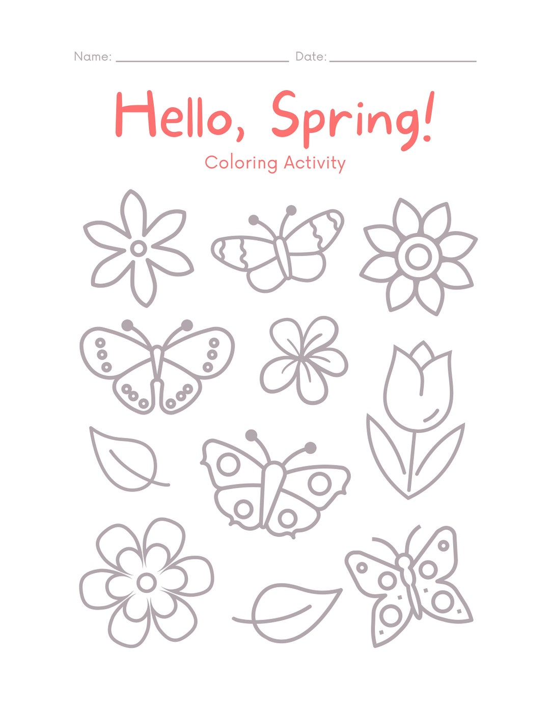 Spring Coloring Page Download and Print Yourself - Etsy