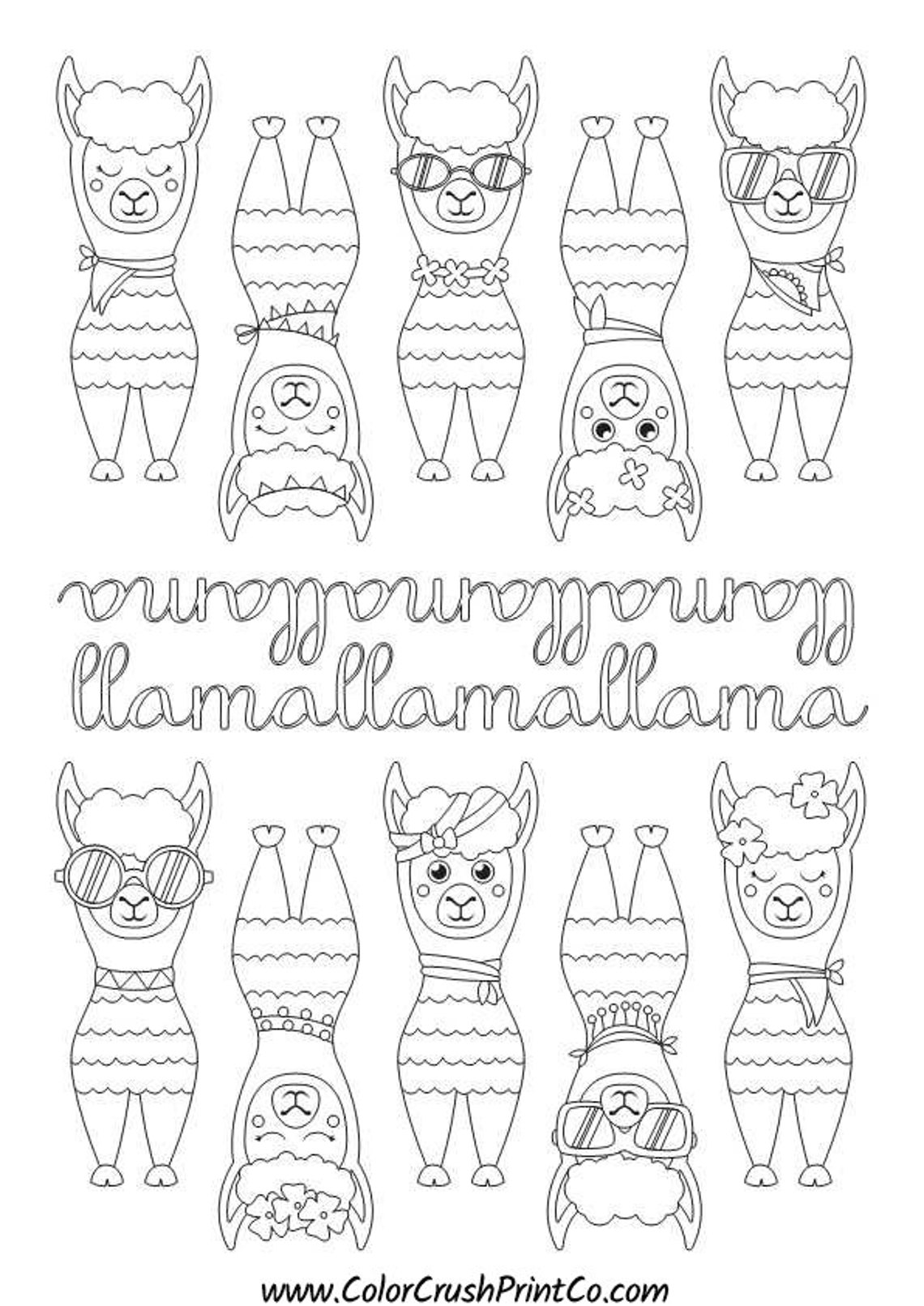 8 Pages Animals Llamas Alpacas Coloring Book Pages Bundle 4 Download ...