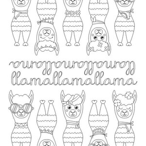 8 Pages Animals Llamas Alpacas Coloring Book Pages Bundle 4 Download ...