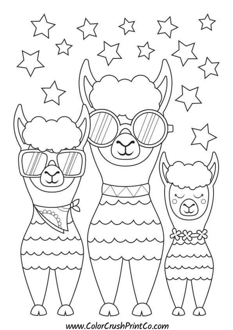 8 Pages Animals Llamas Alpacas Coloring Book Pages Bundle 4 Download ...