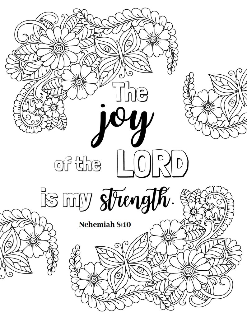 10 Pages Bible Verse Coloring Book Church Coloring Pages, Collection 2 ...