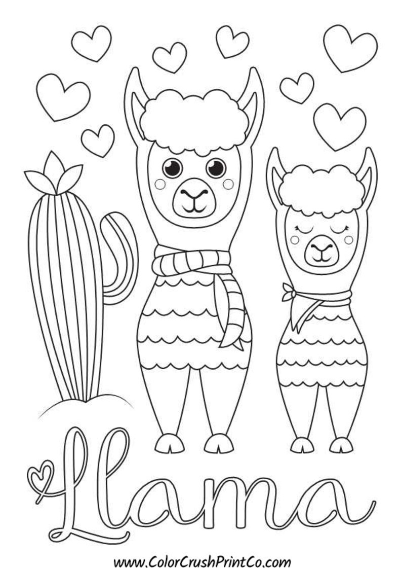 8 Pages Animals Llamas Alpacas Coloring Book Pages Bundle 4 Download ...