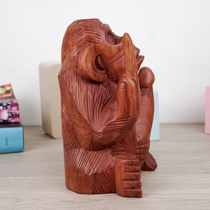 Funny Monkey Sculpture, Middle Finger Monkey, Wood Sculpture, Wood ...