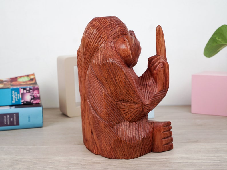 Funny Monkey Sculpture Middle Finger Monkey Wood Sculpture - Etsy