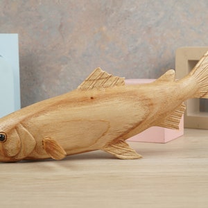 Wooden Salmon Sculpture, Salmon Fish, Fish Sculpture, Handmade, Hand ...