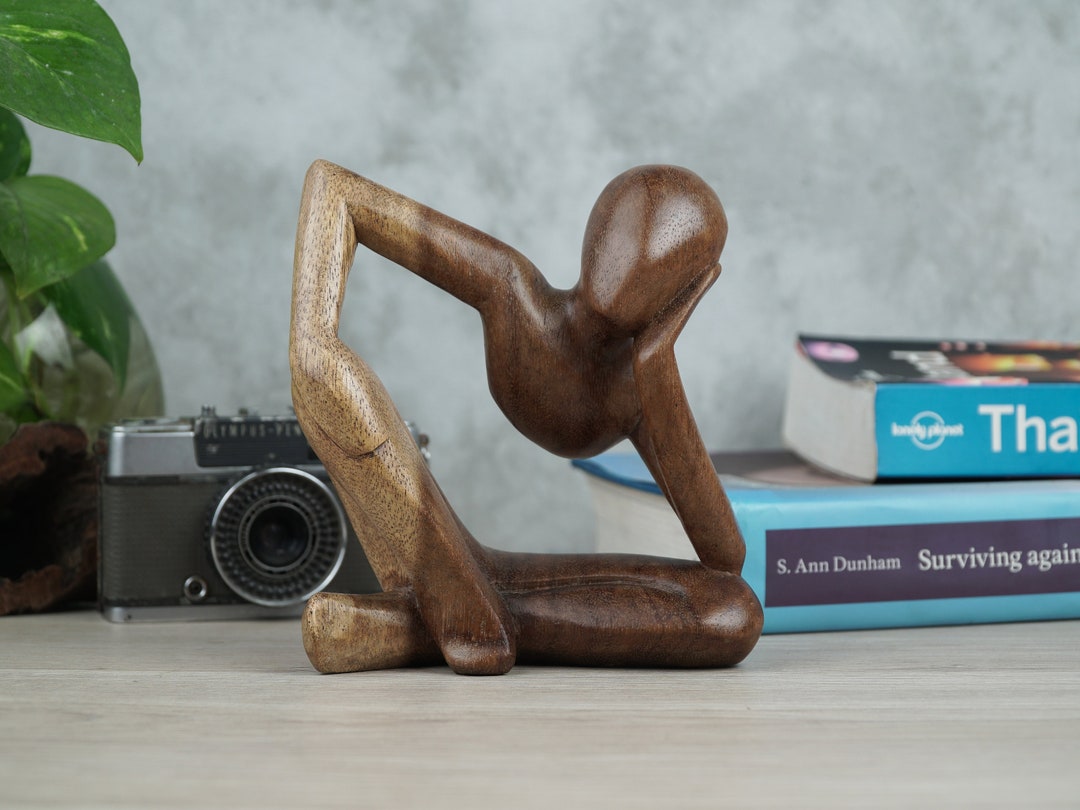 Wooden Abstract Sitting Man Sculpture, Abstract, Wooden Statue, Wood ...