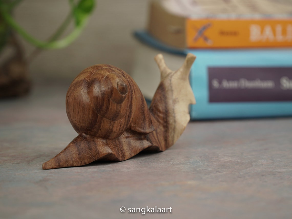 Wooden Snail Sculpture, Shelled Gastropod, Snail Statue, Wood Snail ...