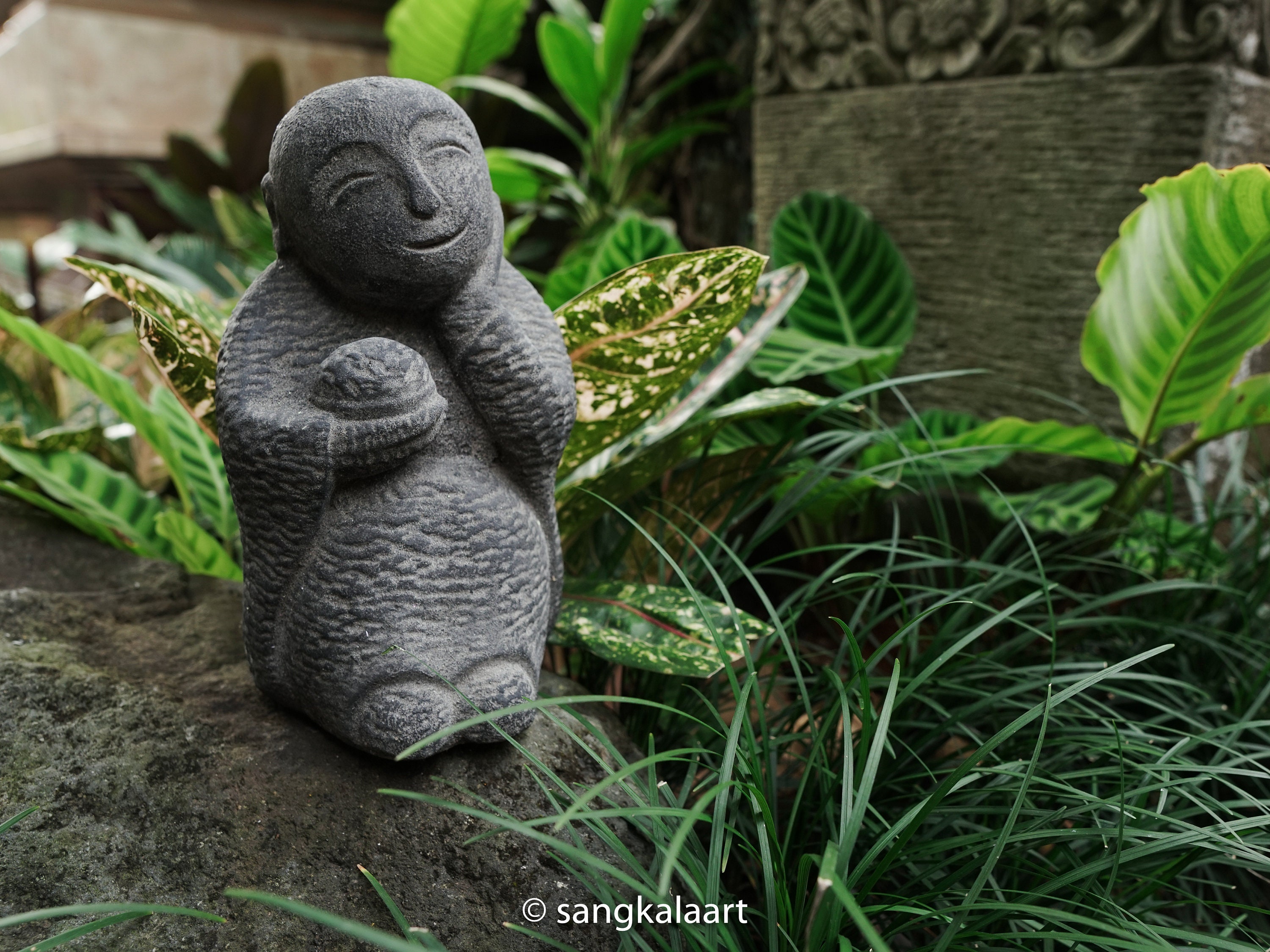 Smile Japanese Buddha Jizo Sculpture Cement Statue Concrete - Etsy
