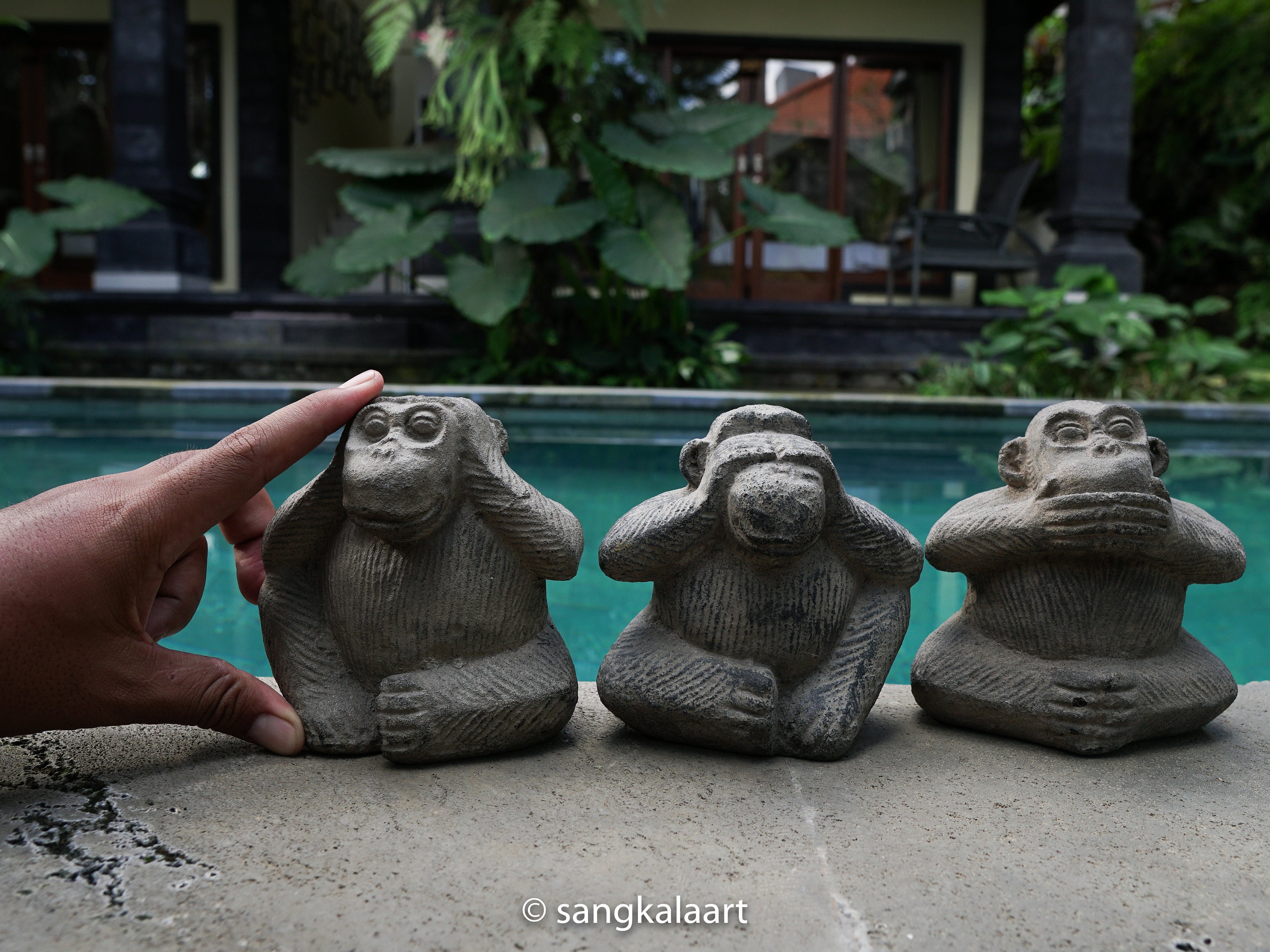 Solid Concrete Three Funny Monkey Statue Little Monkey Funny | Etsy