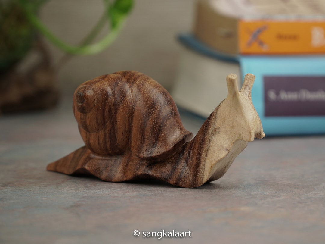 Wooden Snail Sculpture, Shelled Gastropod, Snail Statue, Wood Snail ...