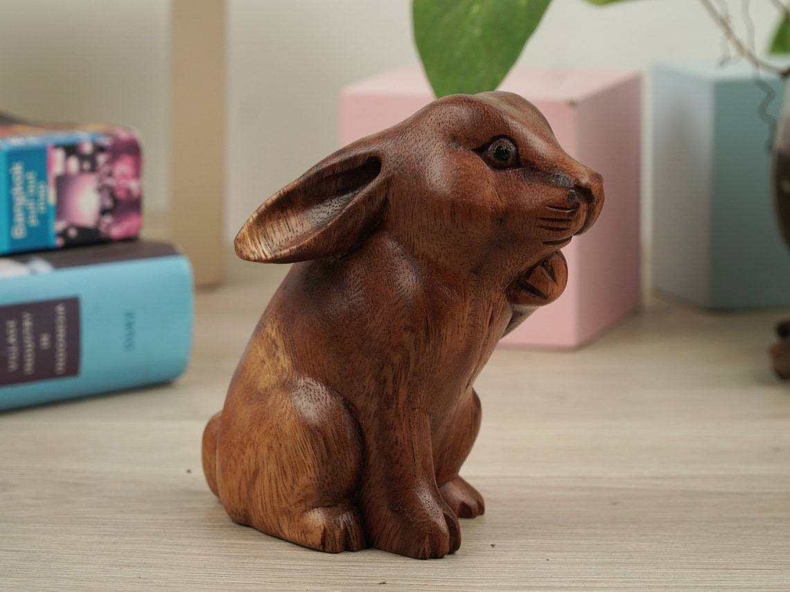 Wooden Rabbit Sculpture Standing Rabbit Animal Lover Rabbit - Etsy