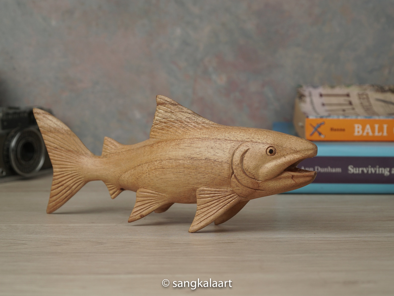 Wooden Salmon Fish, Salmon Sculpture, Wood Carving, Handmade, Hand ...