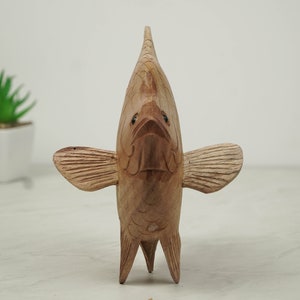 Wooden Fish Statue 5.9 Inch - 15 Cm, Fish Statue, Fish Figure, Handmade ...