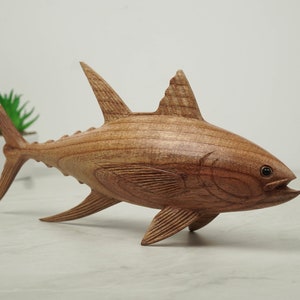 Wooden Tuna Fish Sculpture 11.8" Inch - 30 Cm, Tuna Fish, Fish Statue ...