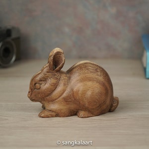 Wooden Rabbit Sculpture, Rabbit Statue, Wood Carving, Hand Carved ...