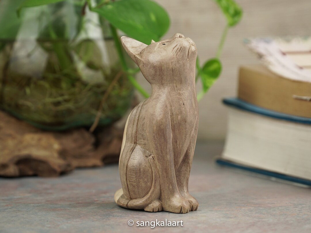 Wooden Kitty Cat , Kitten Sculpture, Cat Lover, Animal Lover, Pets ...