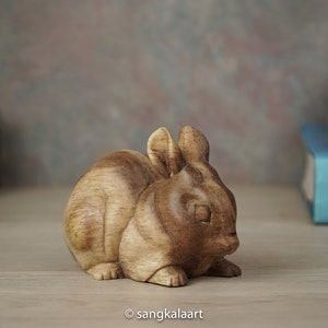 Wooden Rabbit Sculpture, Rabbit Statue, Wood Carving, Hand Carved ...