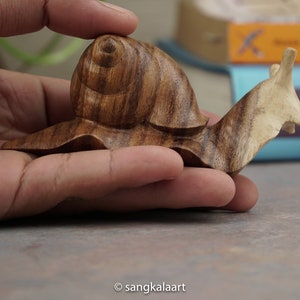 Wooden Snail Sculpture, Shelled Gastropod, Snail Statue, Wood Snail ...