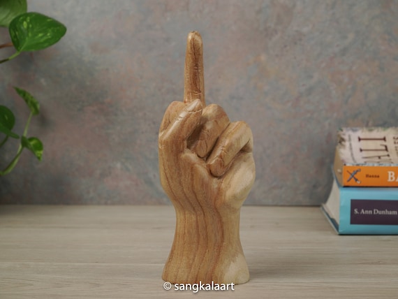 Middle Finger Gesture Finger Sign Wood Carving Handmade - Etsy