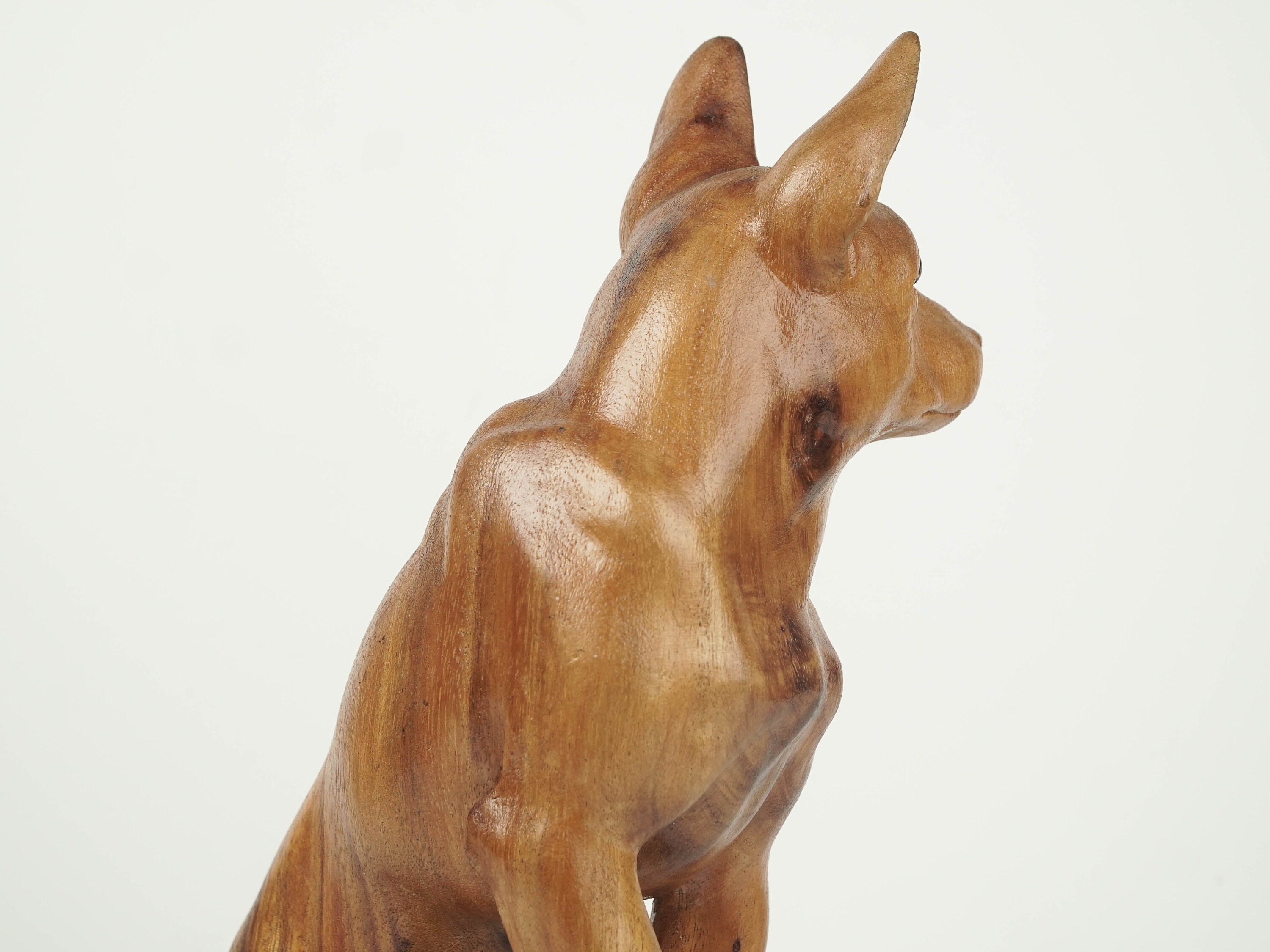 Wooden Dog Sculpture 11.8 Inch 30 Cm Wood Statue - Etsy