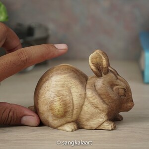 Wooden Rabbit Sculpture, Rabbit Statue, Wood Carving, Hand Carved ...