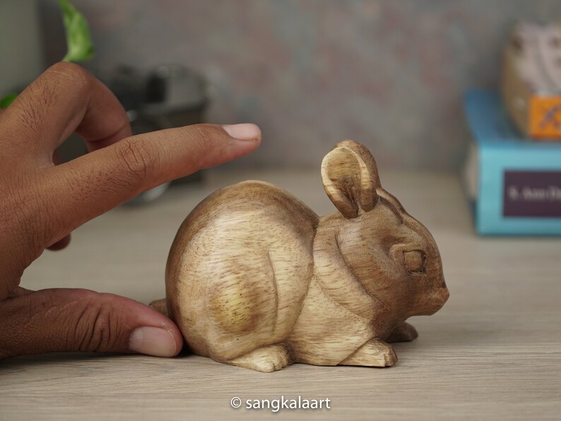 Wooden Rabbit Sculpture Rabbit Statue Wood Carving Hand | Etsy