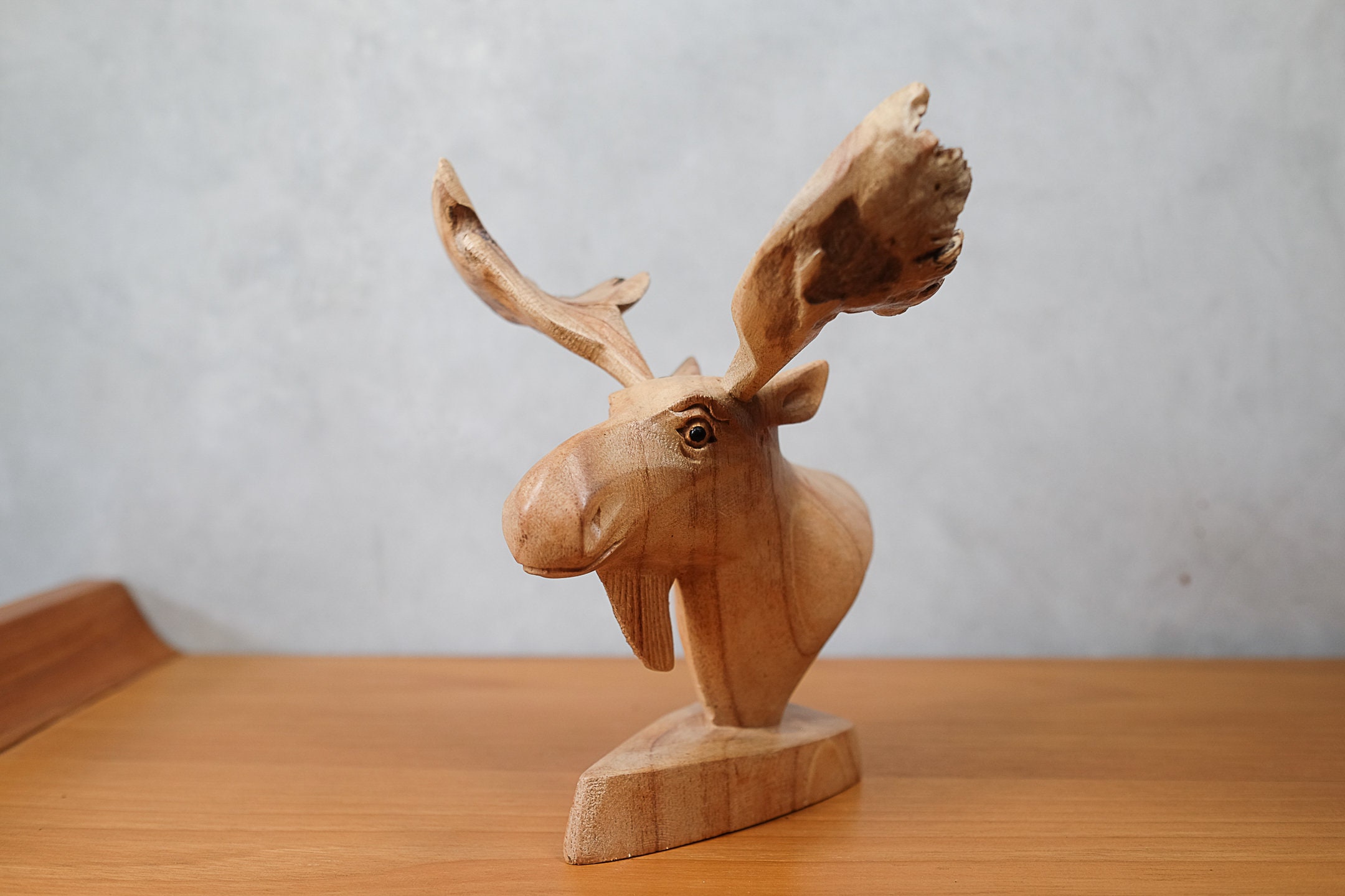 Wooden Moose Head Animal Scuplture Ornament Figure Gift - Etsy