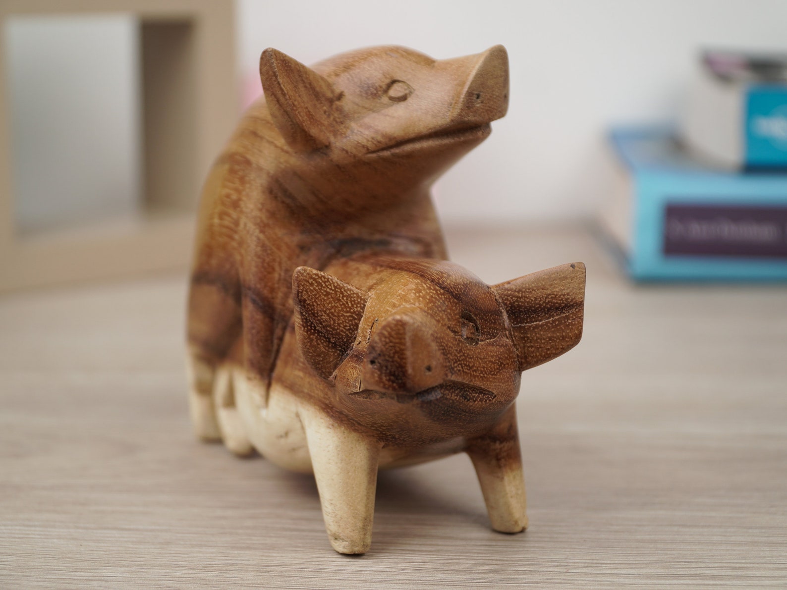 Wooden Couple Pigs Wood Carving Handamde Handcraft - Etsy