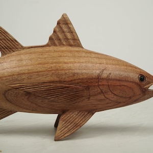 Wooden Tuna Fish Sculpture 11.8" Inch - 30 Cm, Tuna Fish, Fish Statue ...