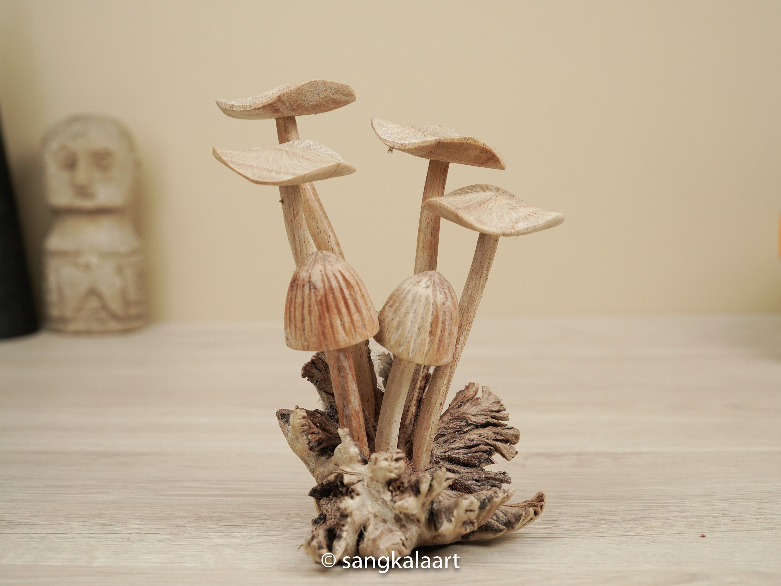 Wooden Mushroom Figurine Wood Statue Wood Sculpture - Etsy