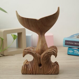Wooden Whale Tile Sculpture, Whale Wave, Ocean Life, Wooden Statue ...