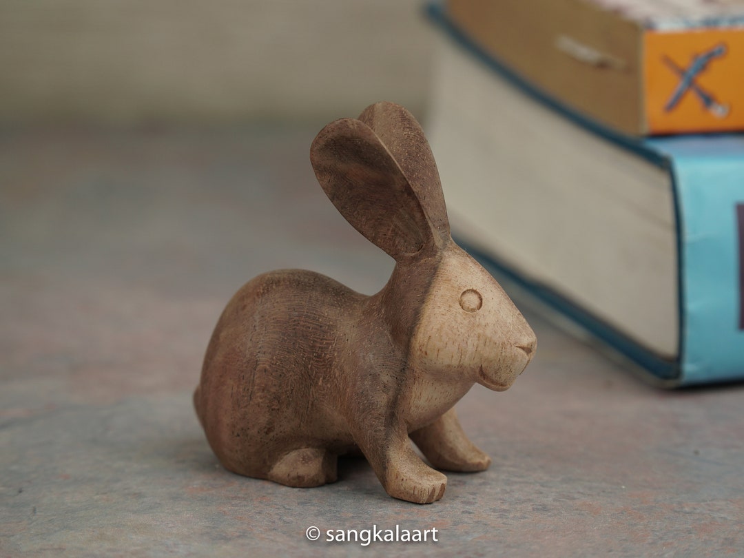 Wooden Rabbit Sculpture, Rabbit Statue, Rabbit Lover, Animal, Pets ...