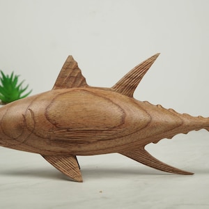 Wooden Tuna Fish Sculpture 11.8" Inch - 30 Cm, Tuna Fish, Fish Statue ...