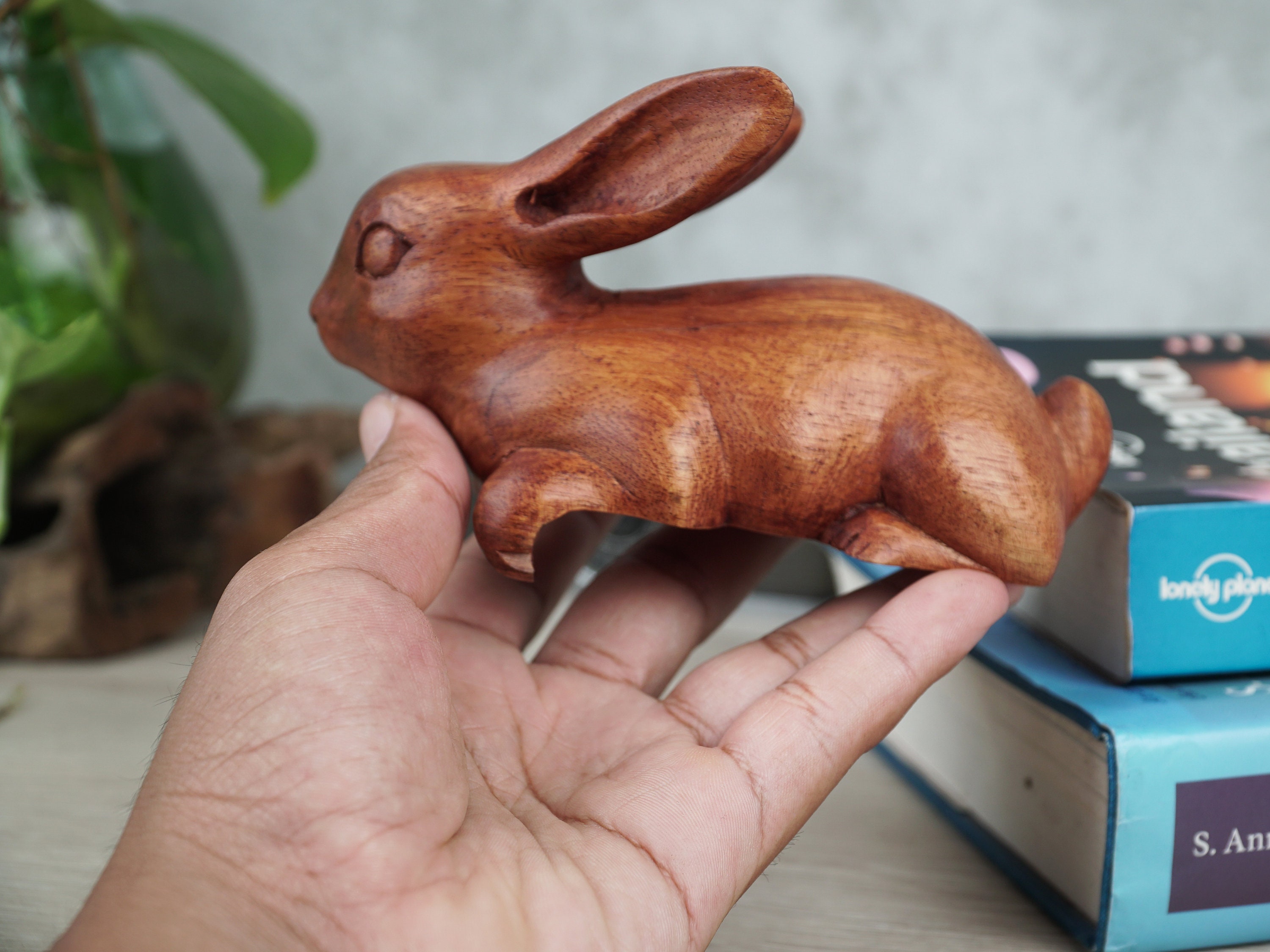 Wooden Rabbit Sculpture Wood Statue Wood Carving Handmade - Etsy