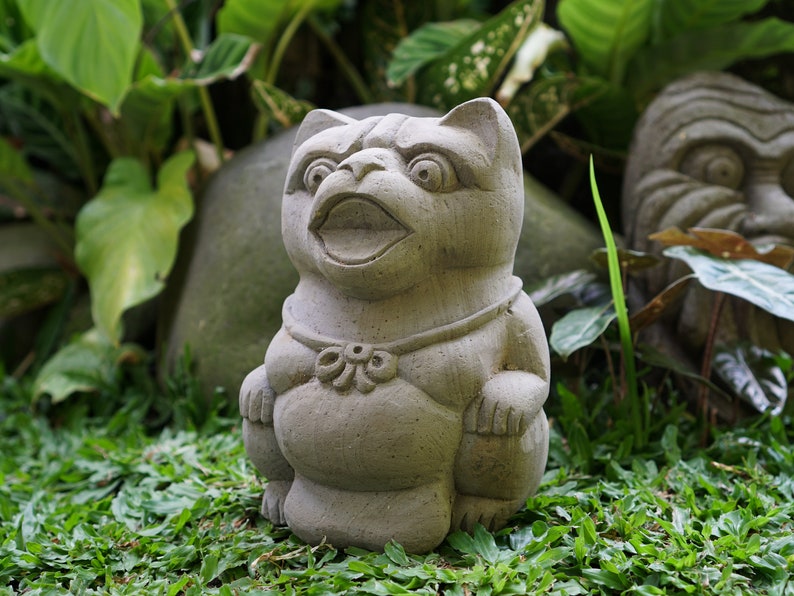 Japanese Tanuki Statue Stone Statue Sandstone Good Luck - Etsy