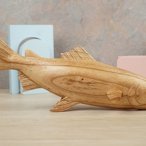 Wooden Salmon Sculpture, Salmon Fish, Fish Sculpture, Handmade, Hand ...