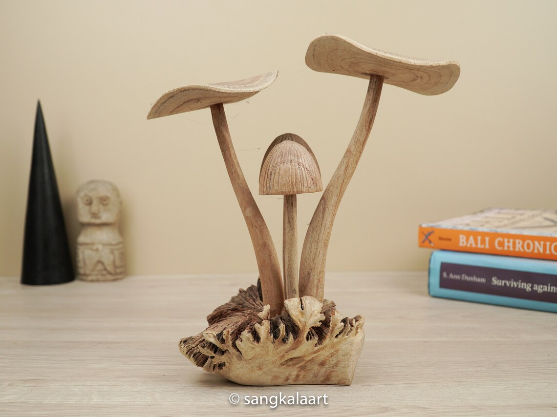 Mushroom Sculpture Unique Figurine Wooden Statue Wood - Etsy