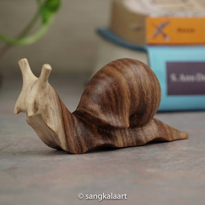 Wooden Snail Sculpture, Shelled Gastropod, Snail Statue, Wood Snail ...