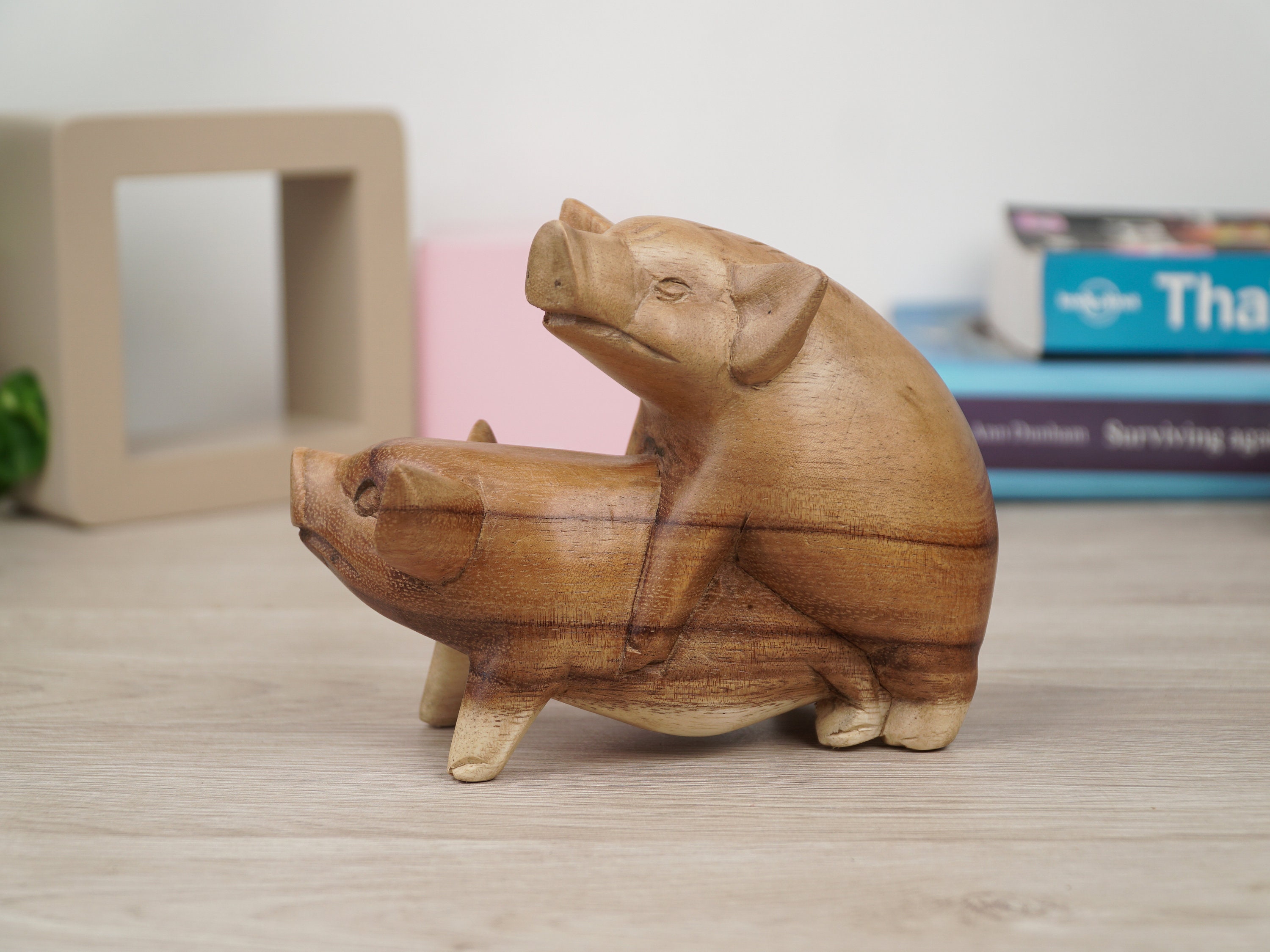 Vintage Hand Carved Wooden Pig Centerpiece Bowl - munimoro.gob.pe
