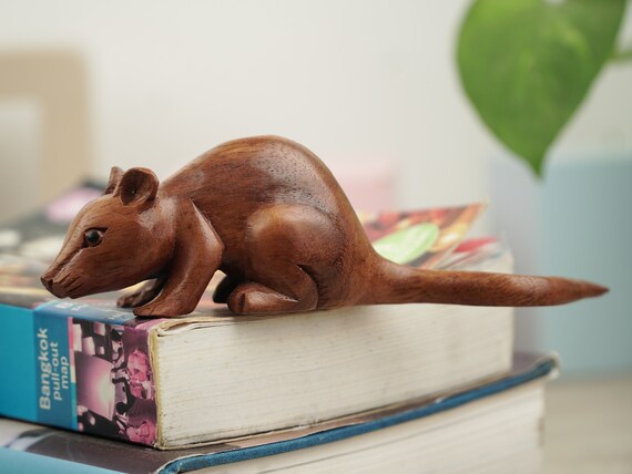 Wooden Mouse Statue Wood Sculpture Little Sculpture - Etsy
