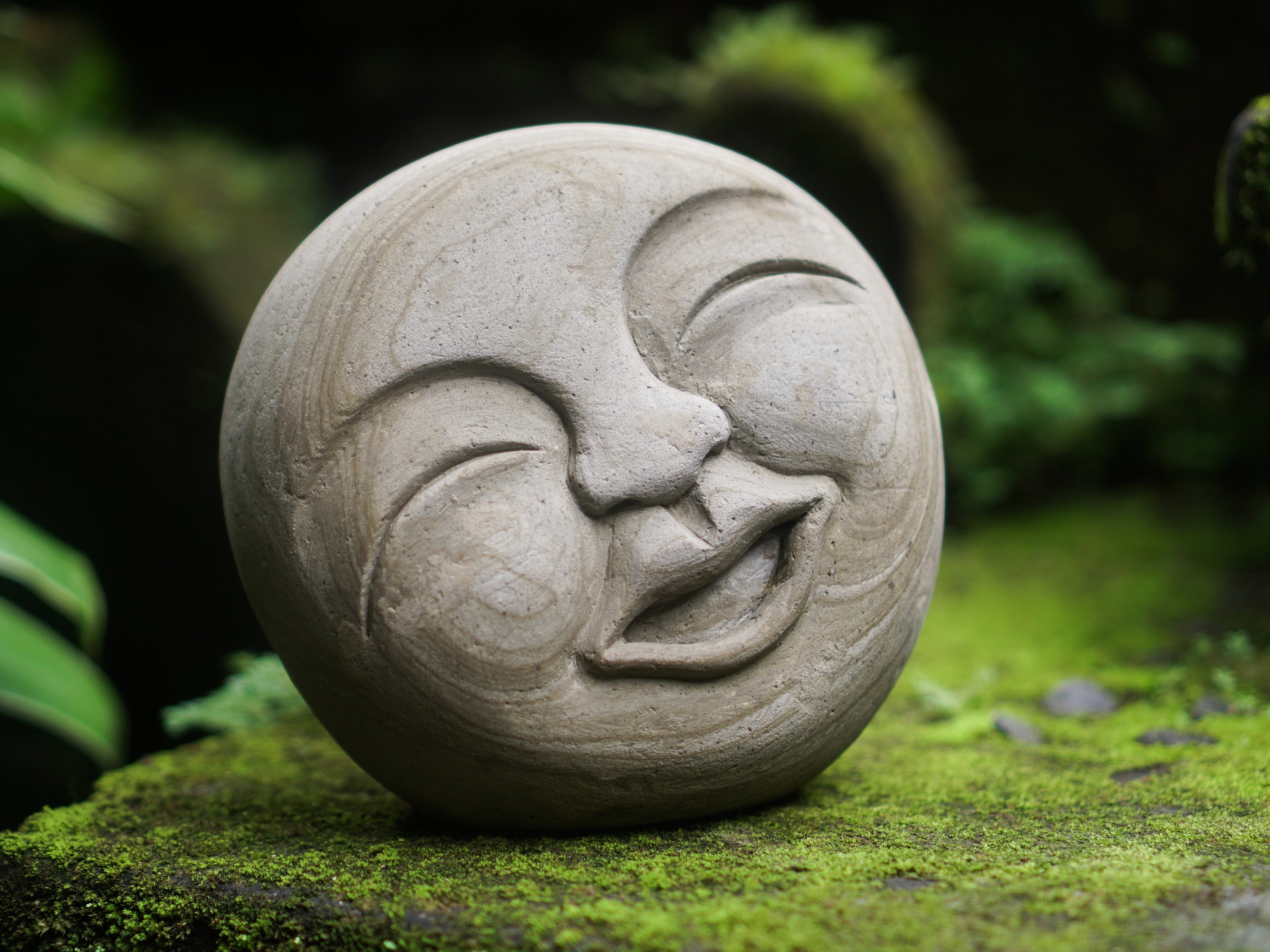 Smile Face Stone Statue Happy Face Happiness Figure - Etsy