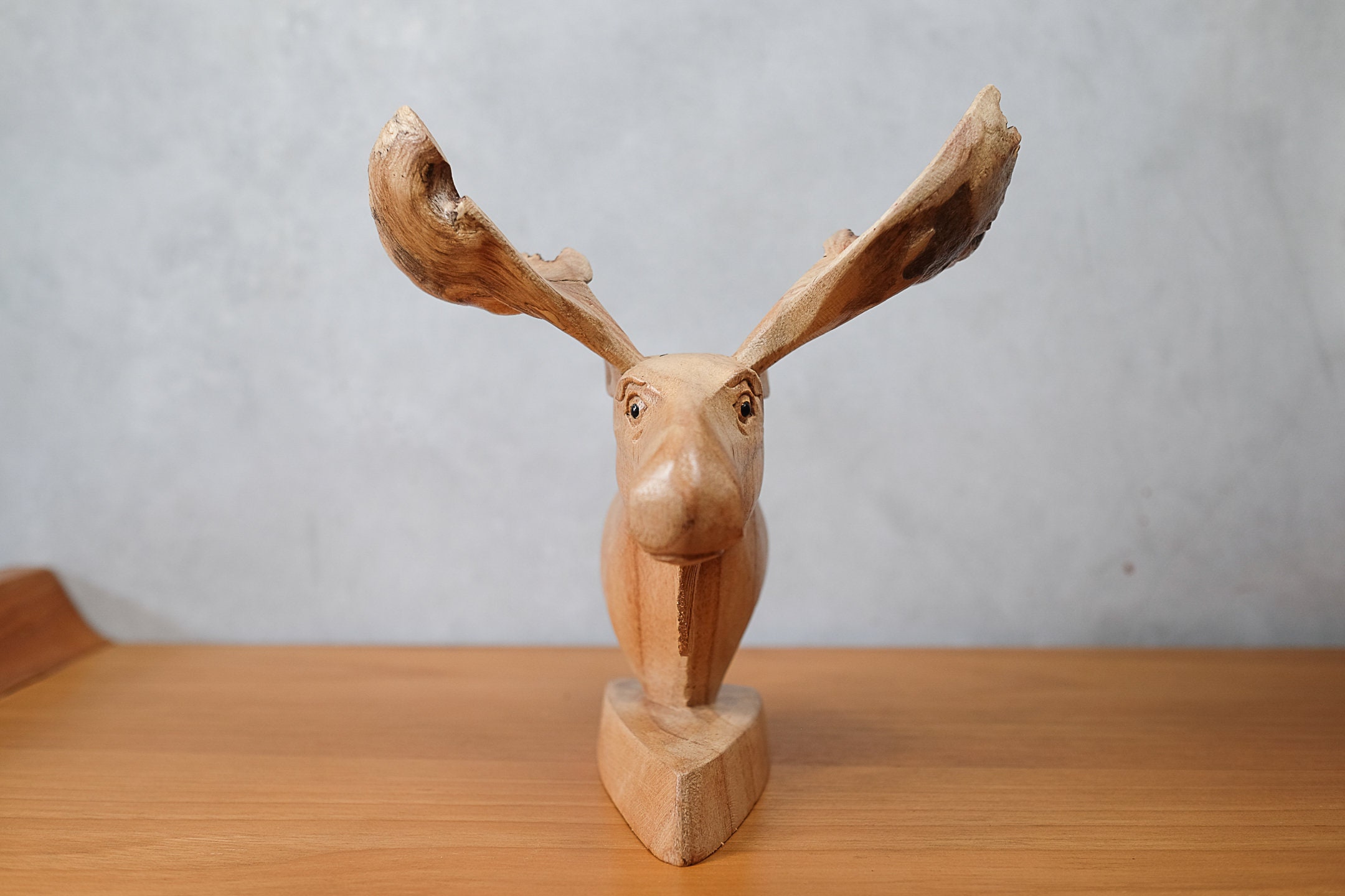 Wooden Moose Head Animal Scuplture Ornament Figure Gift - Etsy