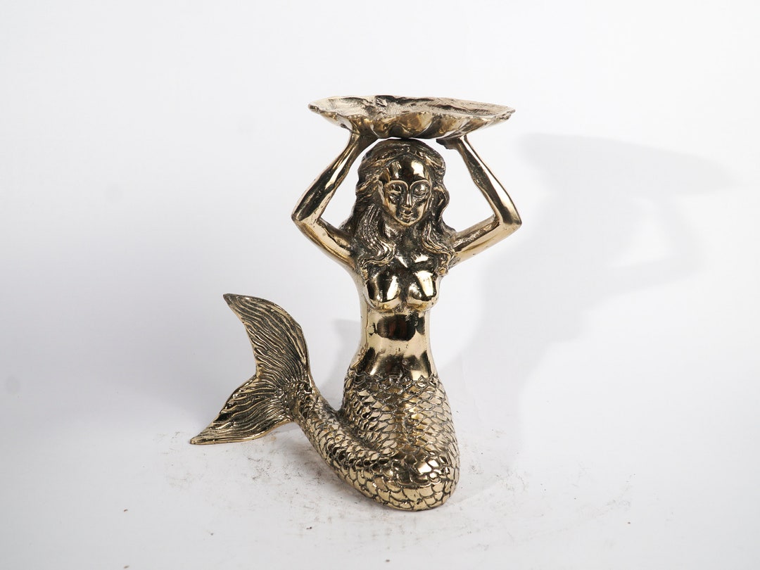 Bronze Mermaid Figurine , Beautiful Mermaid , Brass Statue, Home Decor ...