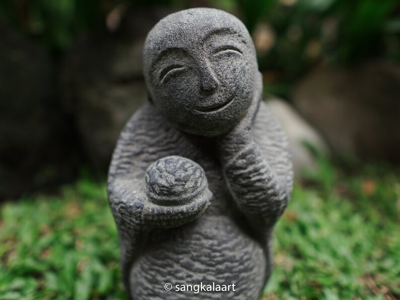 Smile Japanese Buddha Jizo Sculpture Cement Statue Concrete - Etsy