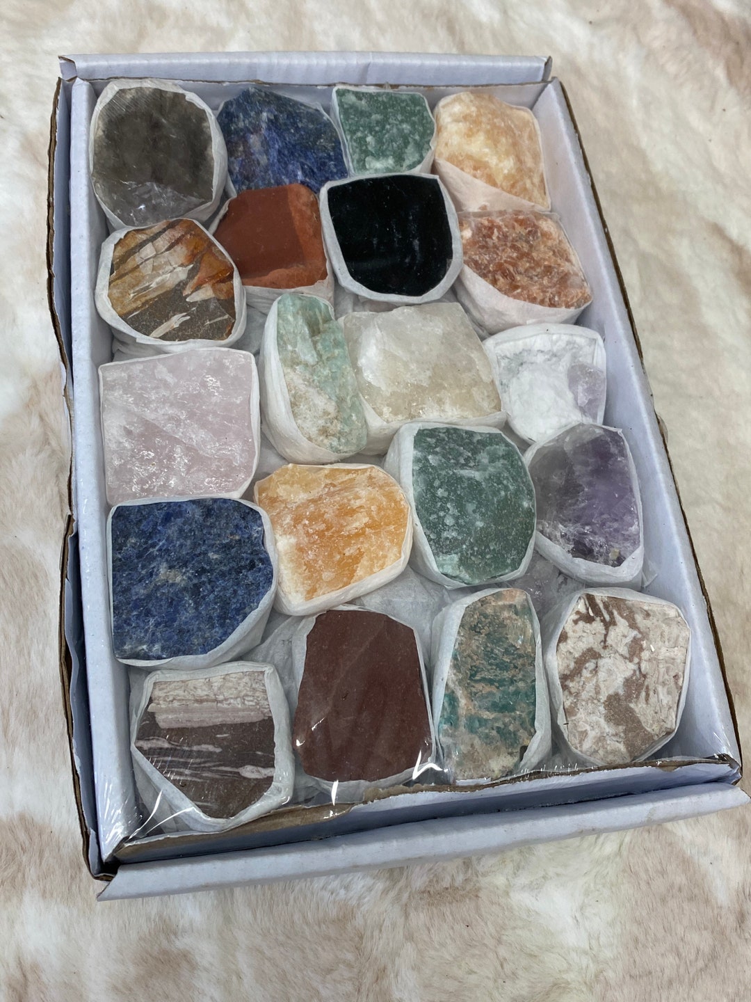 Box of Rough Flat Stones Crystals Gemstone - Etsy