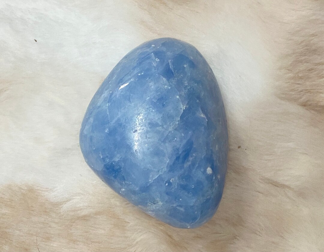 Blue Calcite Stone Palm Stone Healing Crystals Healing - Etsy